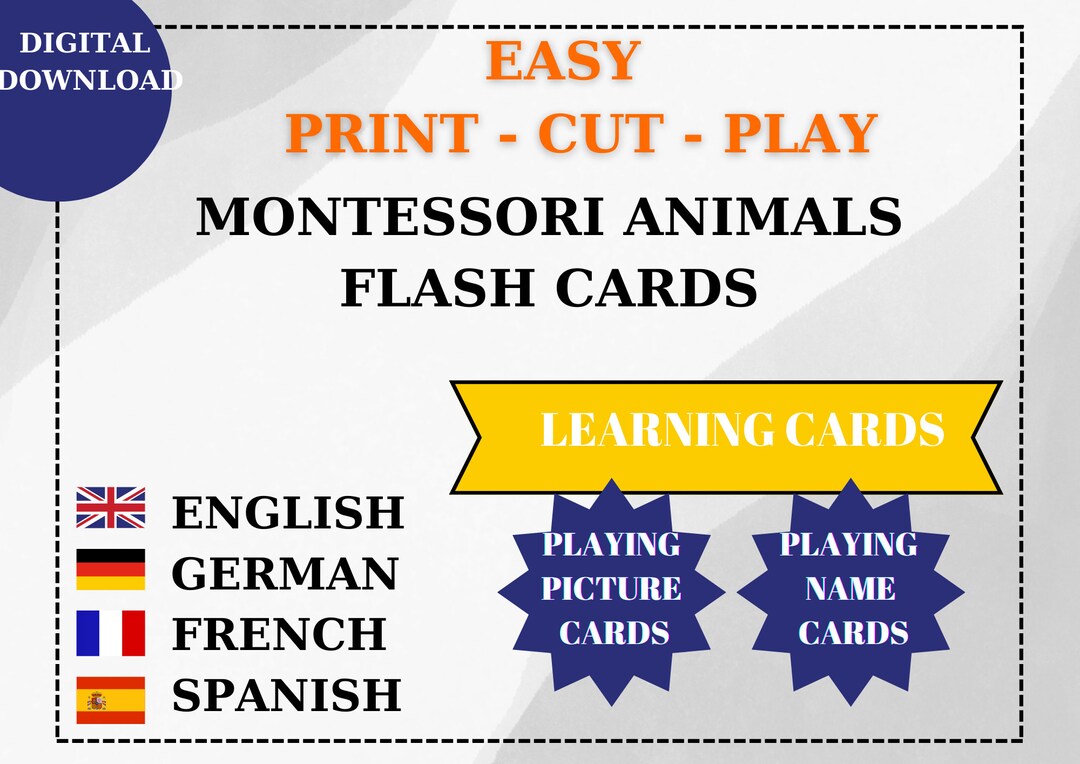 Montessori Cards, Nomenclature English German French Spanish PDF ...