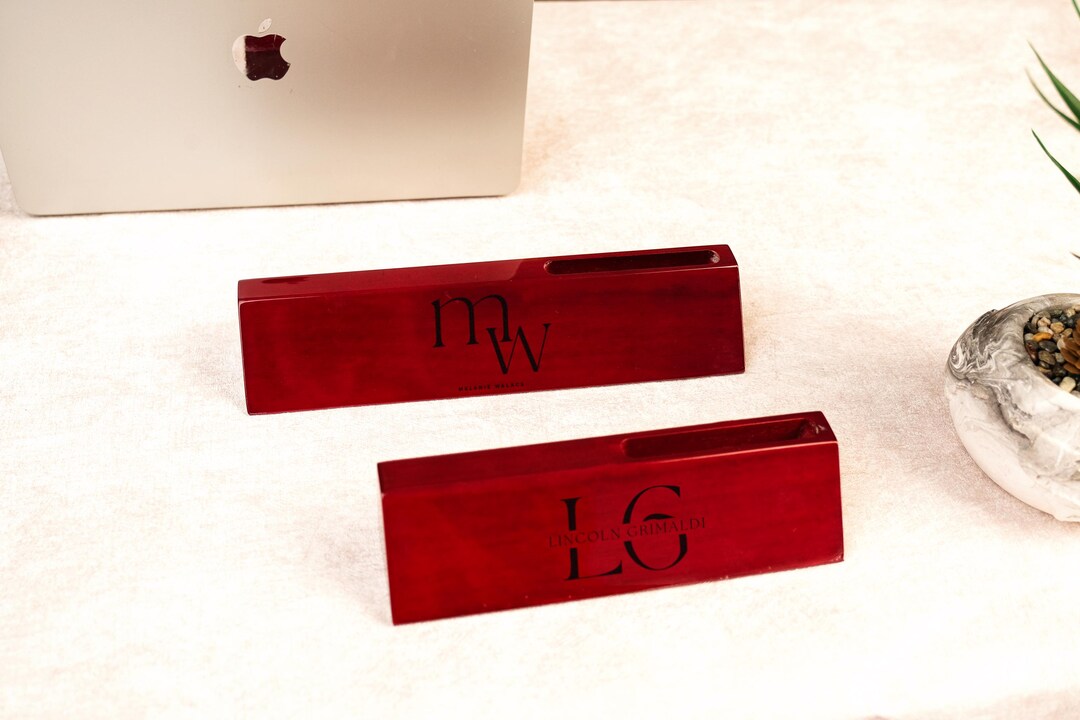 Executive Desk Name Plate, Business Gift, Personalized Leather Desk ...