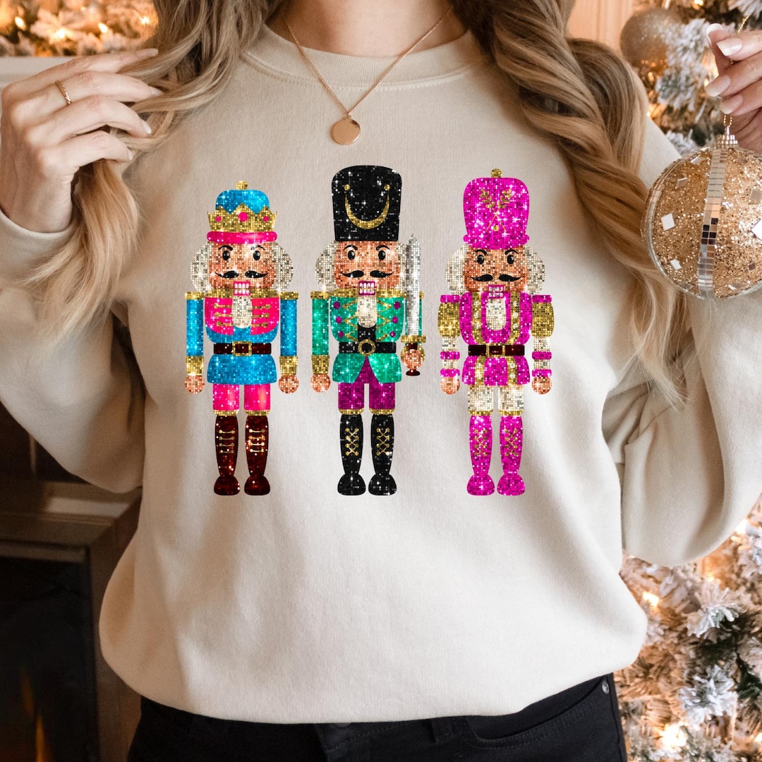 Nutcracker Sweatshirt, Christmas Sweatshirt, Cute Holiday Gift, Faux Sequin Sweater, Womens ...