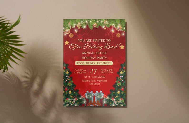 Editable Office Christmas Party Invitation Fun Office Holiday Party ...