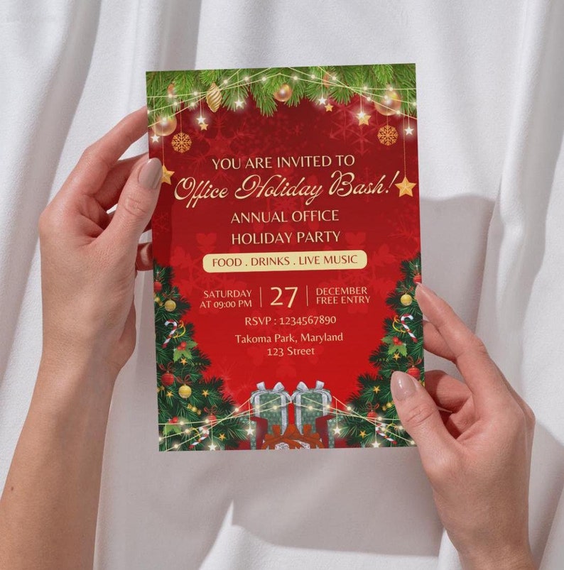 Editable Office Christmas Party Invitation Fun Office Holiday Party ...
