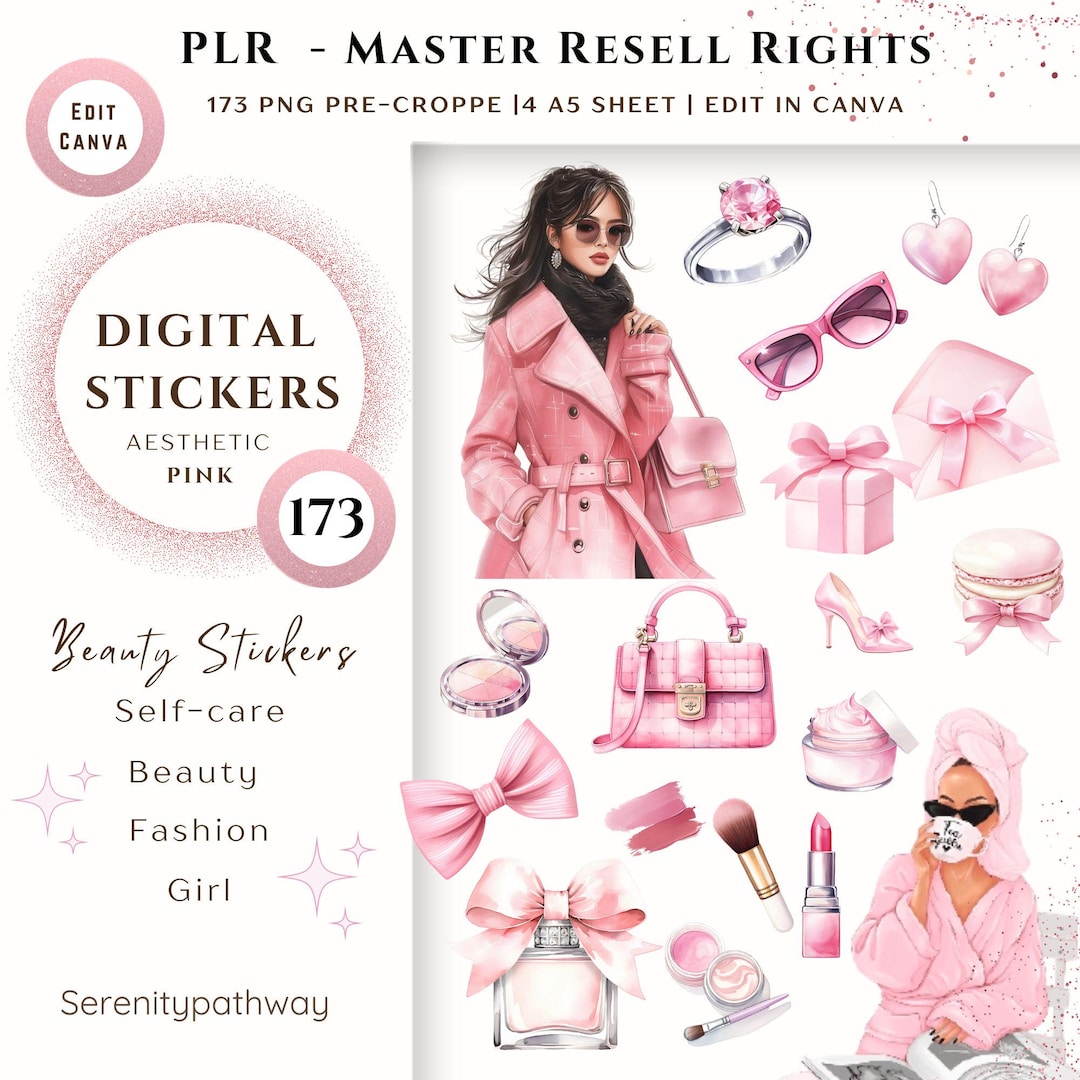 PLR MRR Digital Stickers, 173 Aesthetic Digital Sticker Sheets|canva ...
