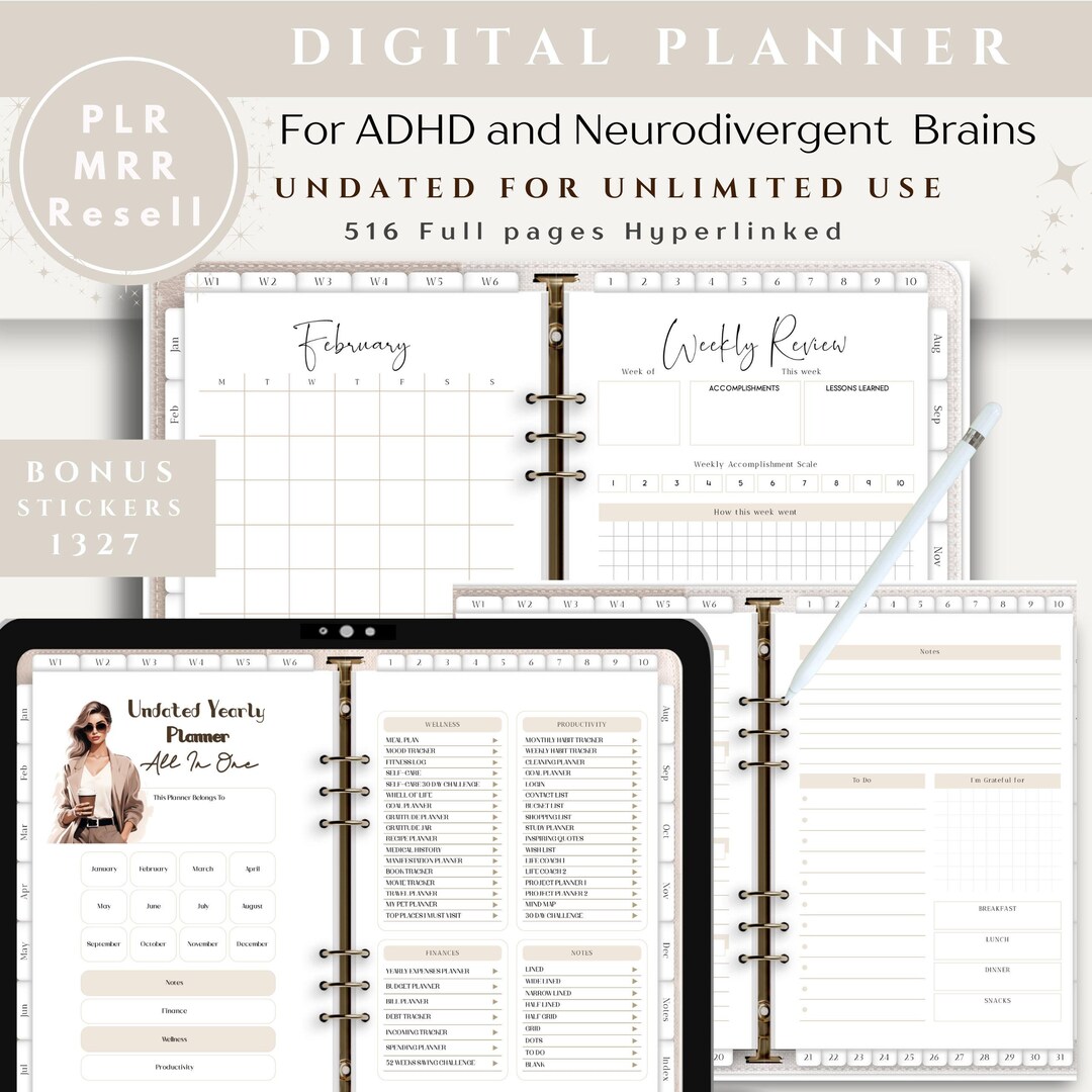 PLR Digital Planner UNDATED 2025 2026 MRR Planner,landscape Dfy Planner ...