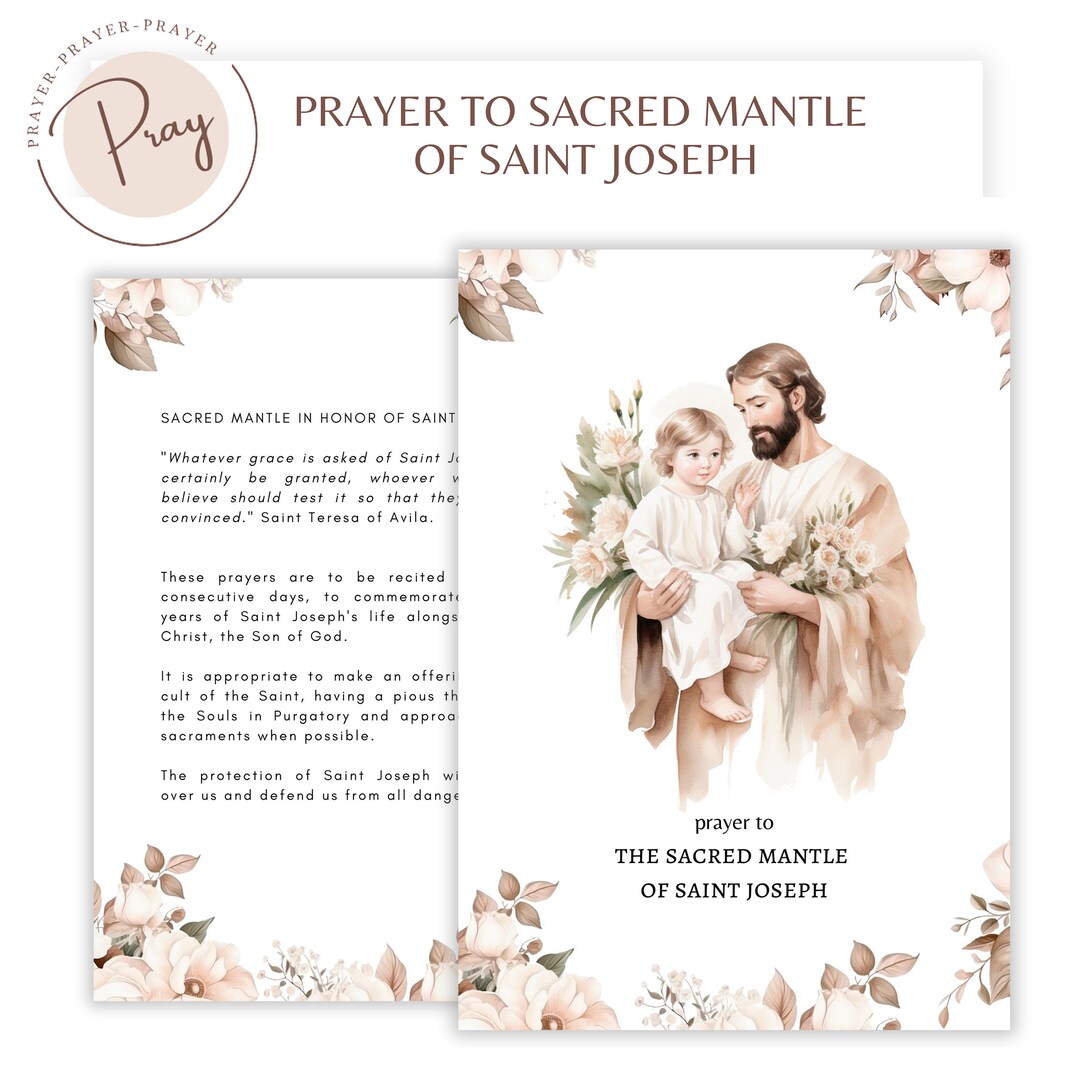 Prayer to Sacred Mantle of Saint Joseph,digital Prayer to Obtain Grace ...