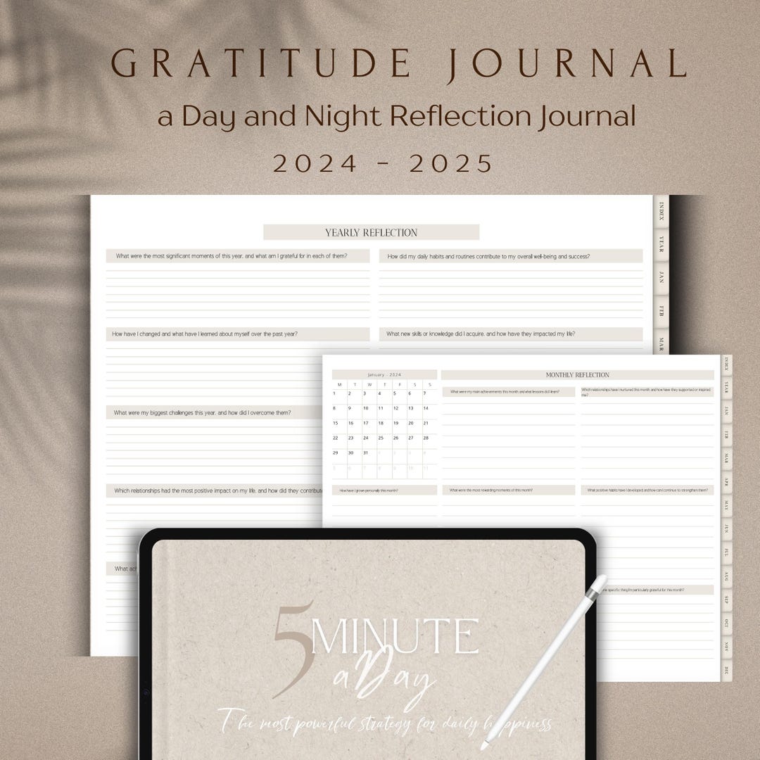 Gratitude Digital Planner, 2024 2025 Reflection Planner,full Pages ...