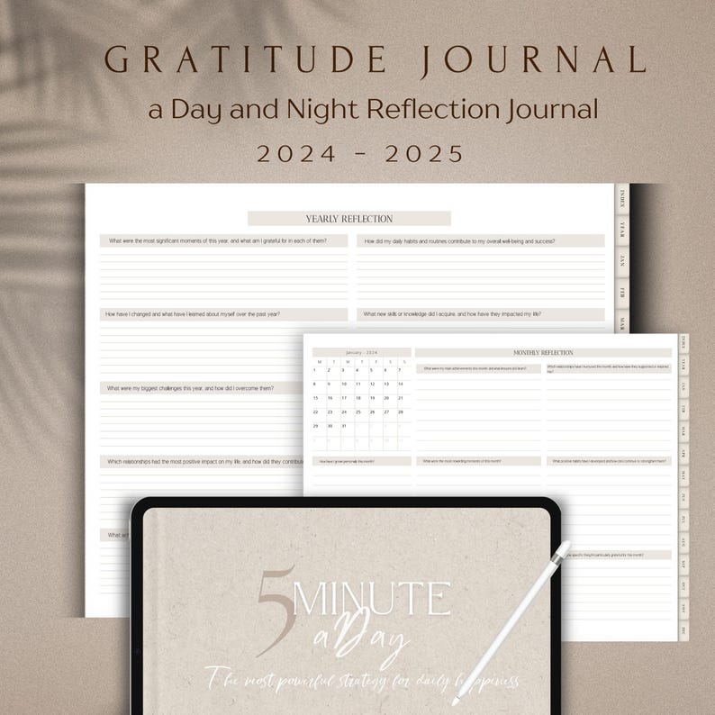 Gratitude Digital Planner, 2024 2025 Reflection Planner,full Pages ...