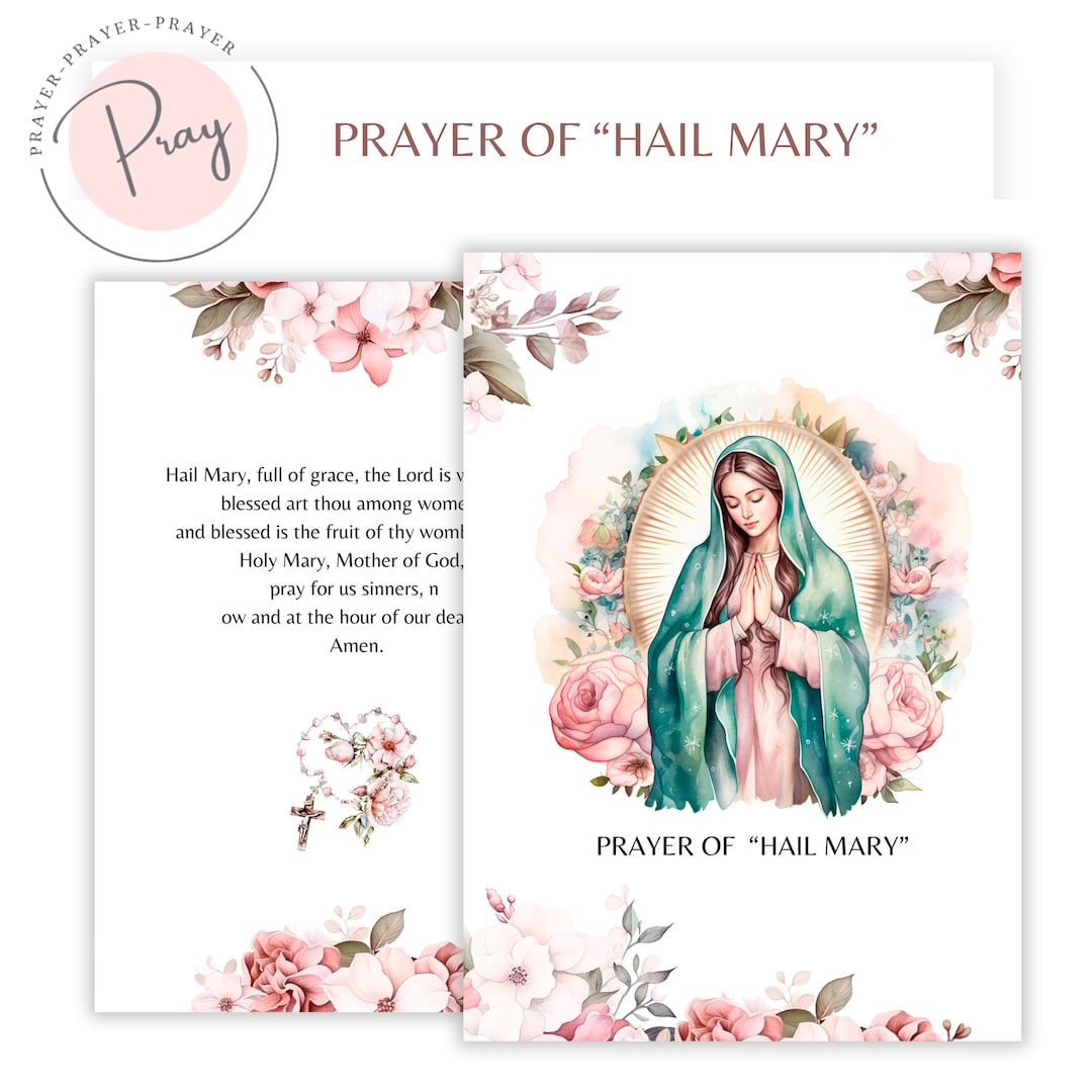 Prayer of Hail Mary,digital Prayer to Obtain Grace From Virgin Mary ...