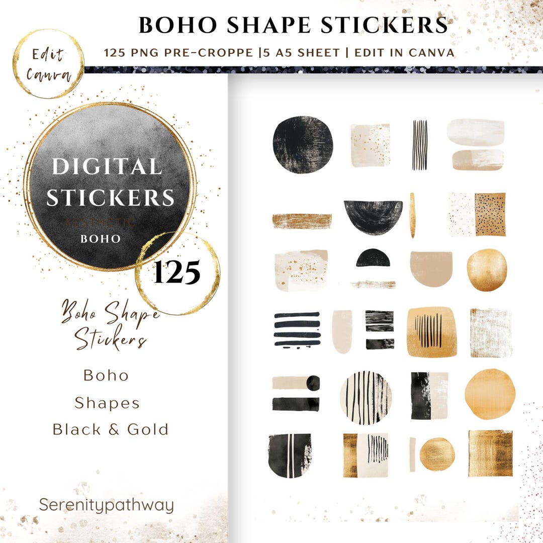 Boho Digital Stickers|125 Aesthetic Sticker Sheets| Everyday Digital ...