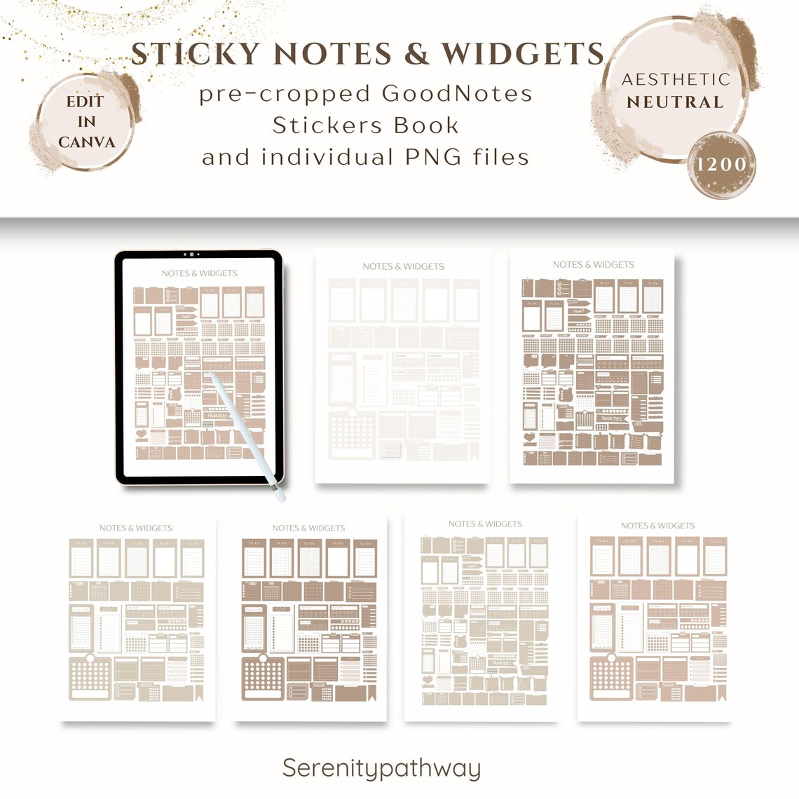 Everyday Digital Stickers, PLR Master Resell Rights |1200 Aesthetic ...