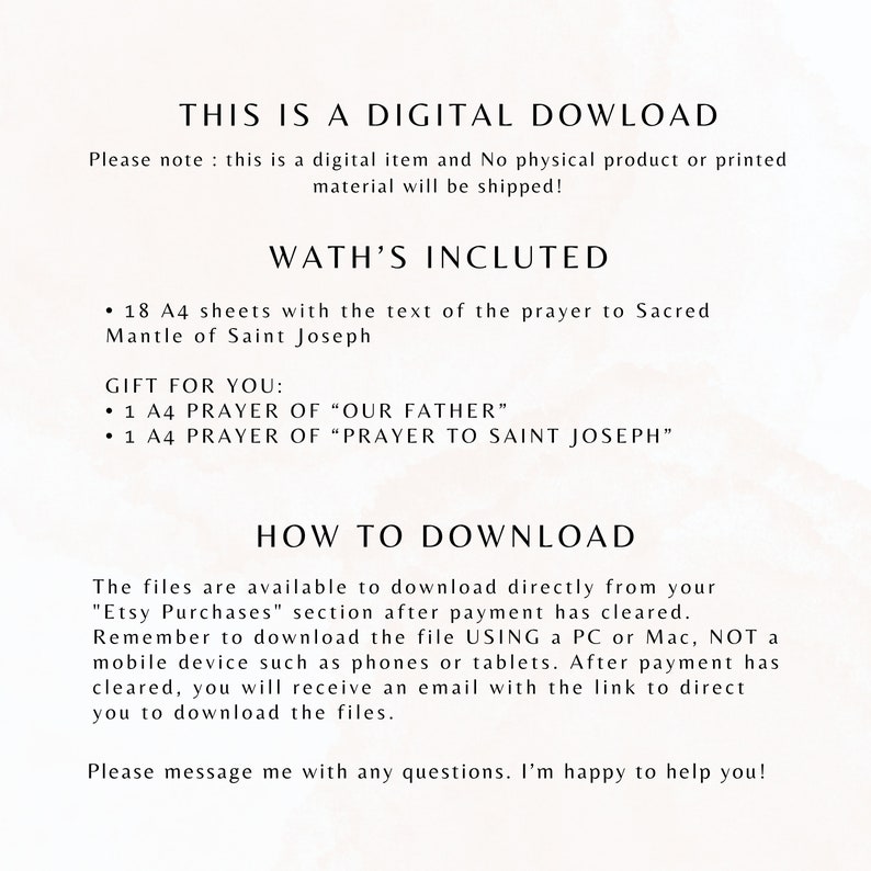 Prayer to Sacred Mantle of Saint Joseph,digital Prayer to Obtain Grace ...