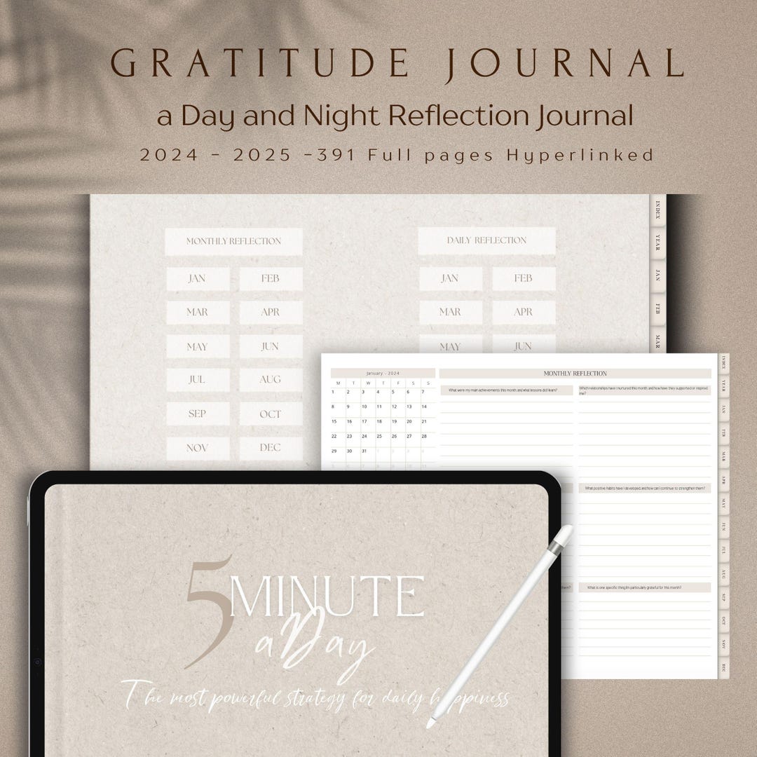 Gratitude Digital Planner, 2024 2025 Reflection Planner,full Pages ...