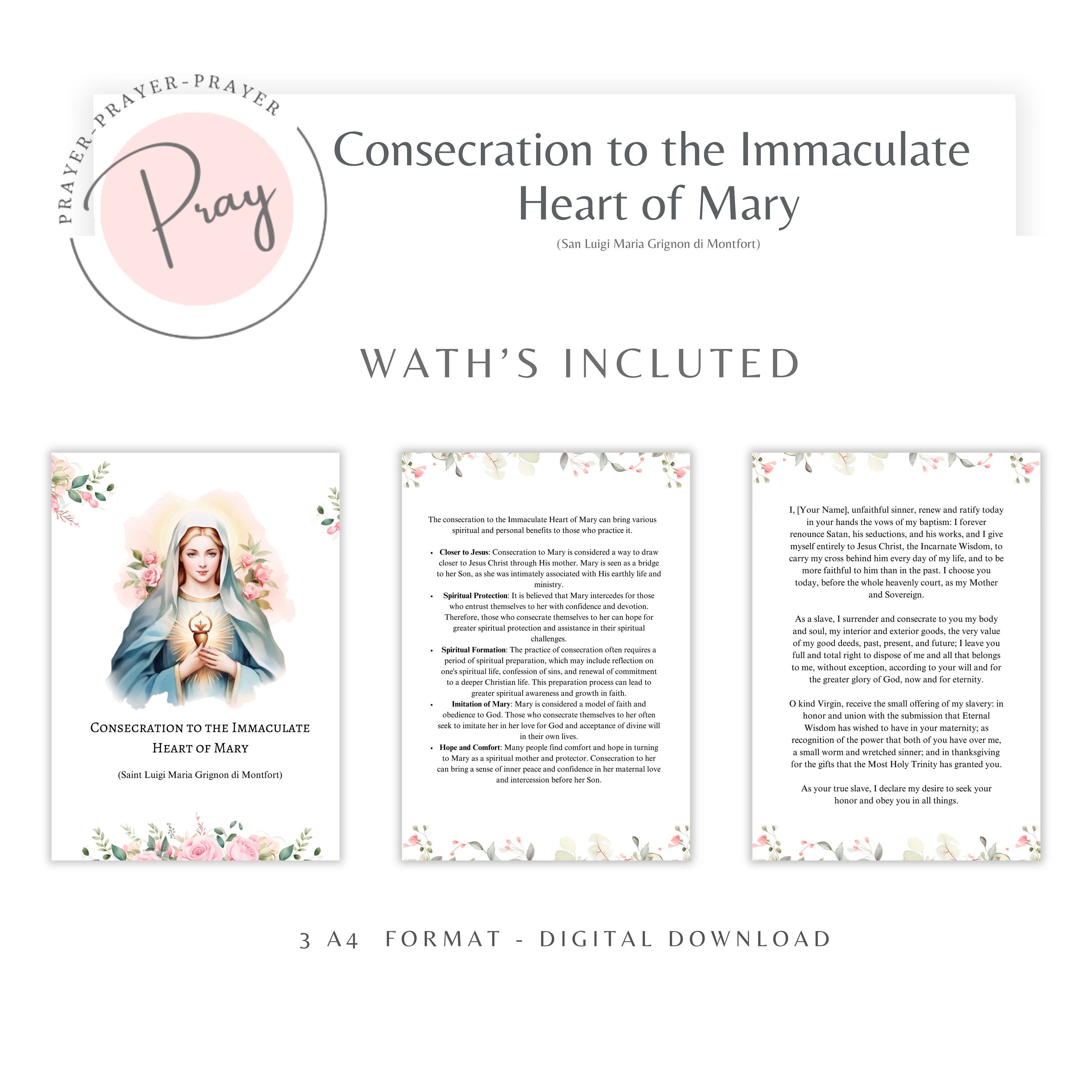Prayer of Consecration to the Immaculate Heart of Mary,digital Prayer ...