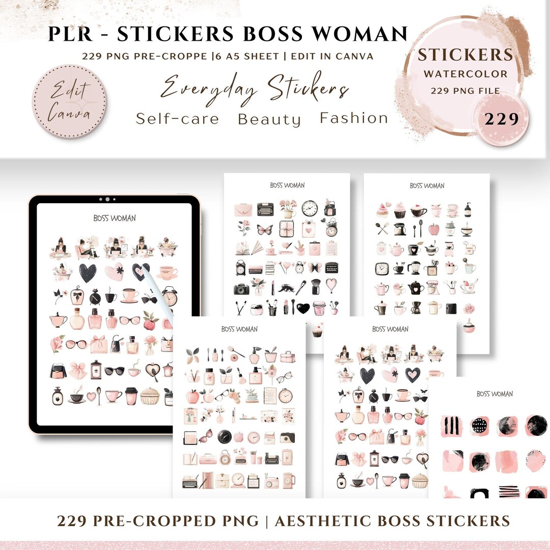 PLR Digital Stickers| 229 Everyday Sticker Sheets|ipad Stickers ...