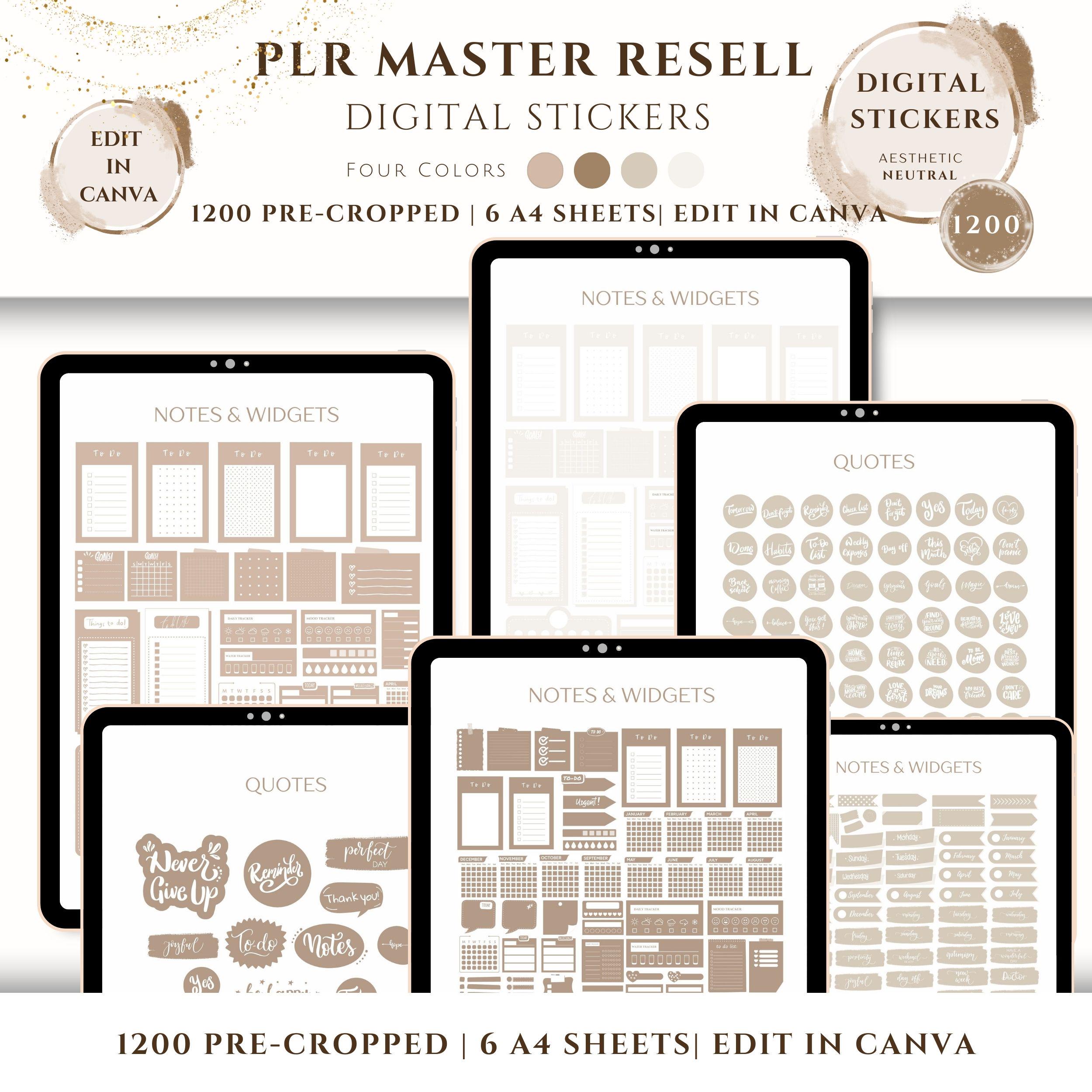 Everyday Digital Stickers, PLR Master Resell Rights |1200 Aesthetic ...