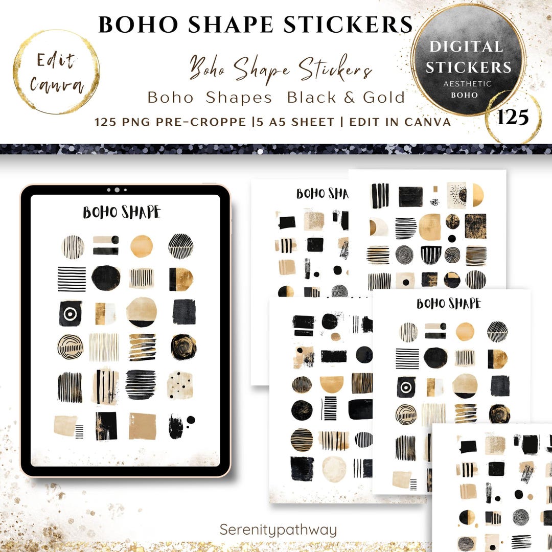 Boho Digital Stickers|125 Aesthetic Sticker Sheets| Everyday Digital ...