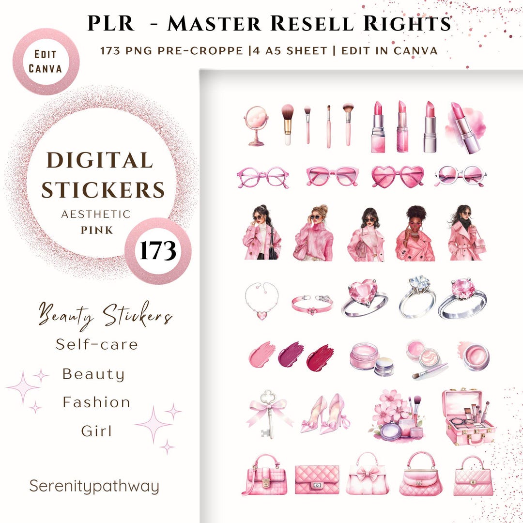 PLR MRR Digital Stickers, 173 Aesthetic Digital Sticker Sheets|canva ...
