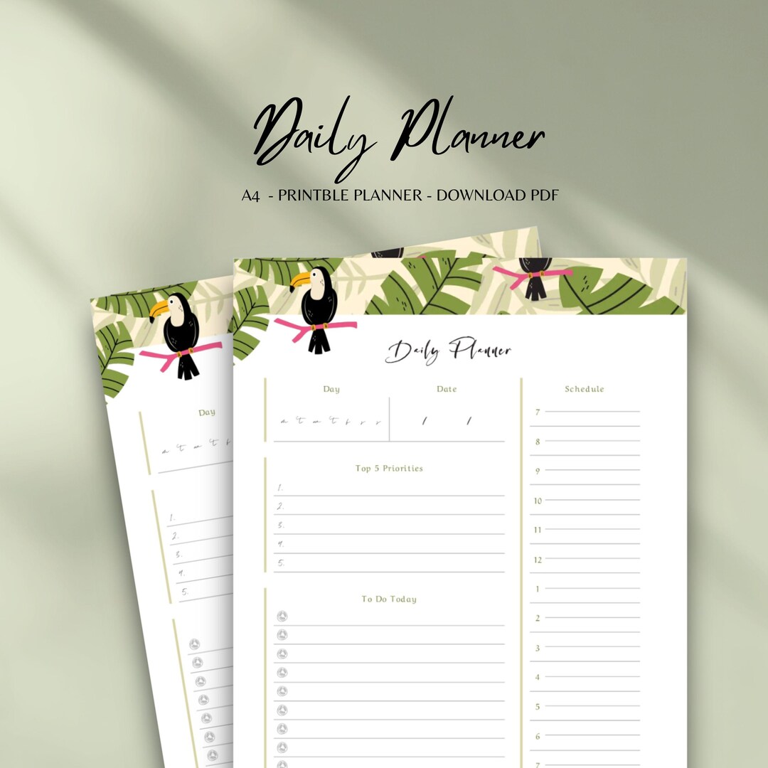 Tropical Daily Planner | Digital & Printable PDF Page | Goodnotes ...