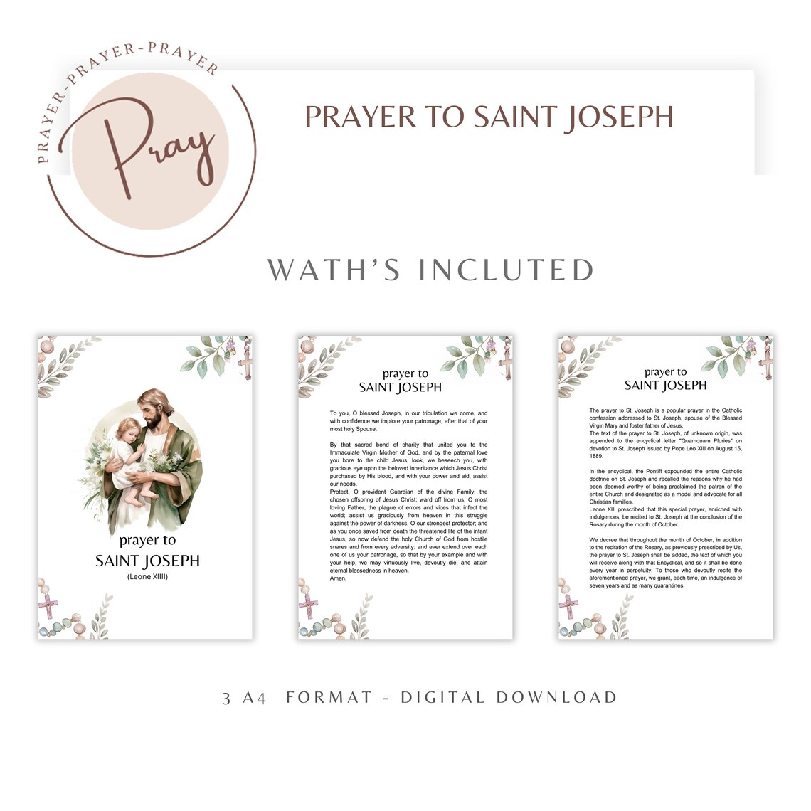 Prayer to Saint Joseph ,digital Prayer to Obtain Grace From God ...