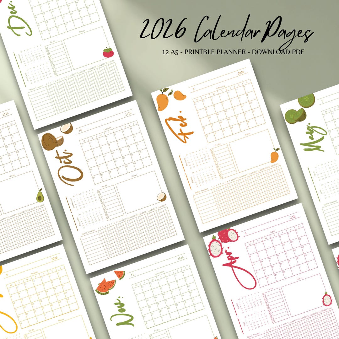 2026 Monthly Planner Tropical Theme | Calendar Printable & Digital PDF ...
