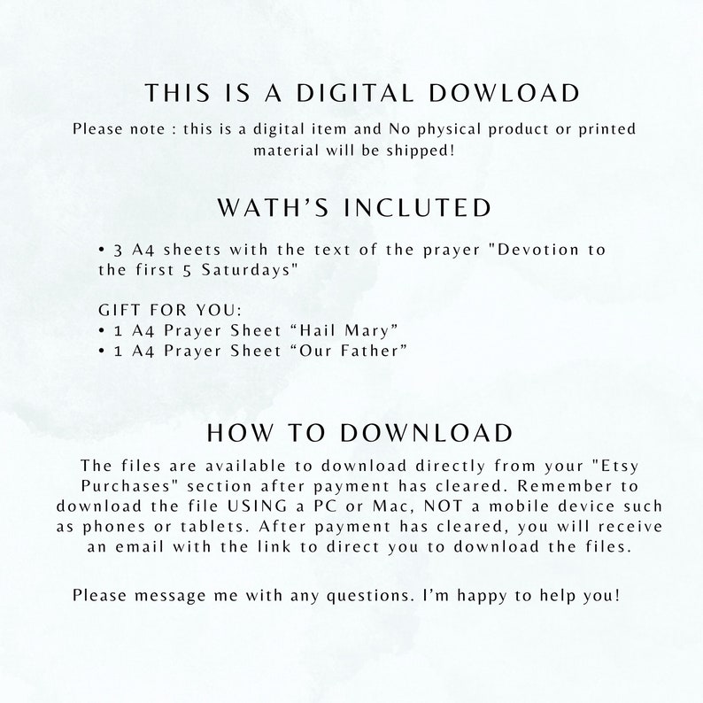 Prayer the Devotion of the First Five Saturdays,digital Prayer to ...