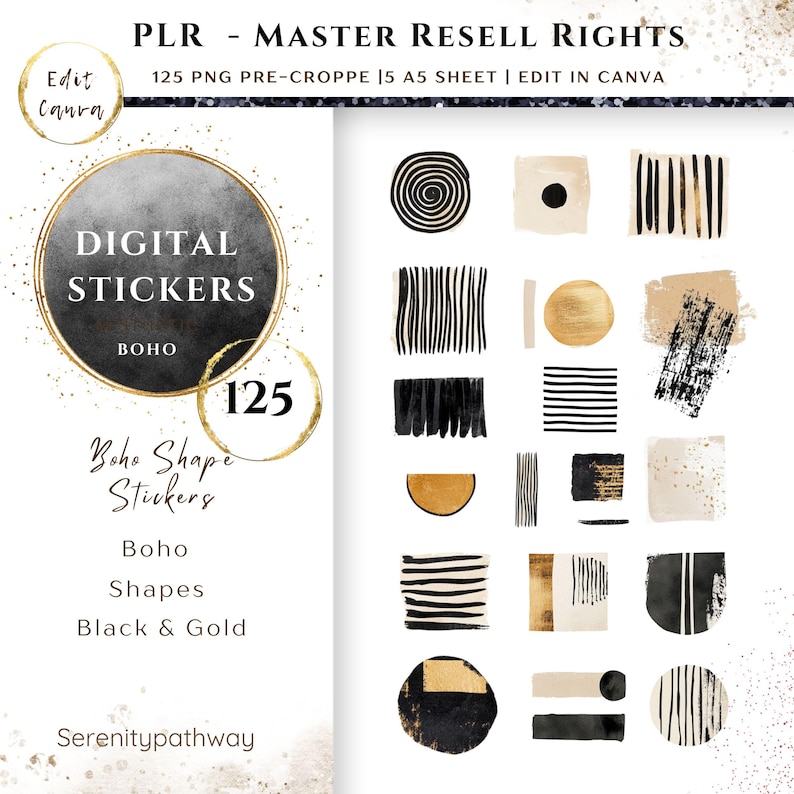 PLR Digital Stickers,125 Boho Aesthetic Sticker Sheets|ipad Stickers ...