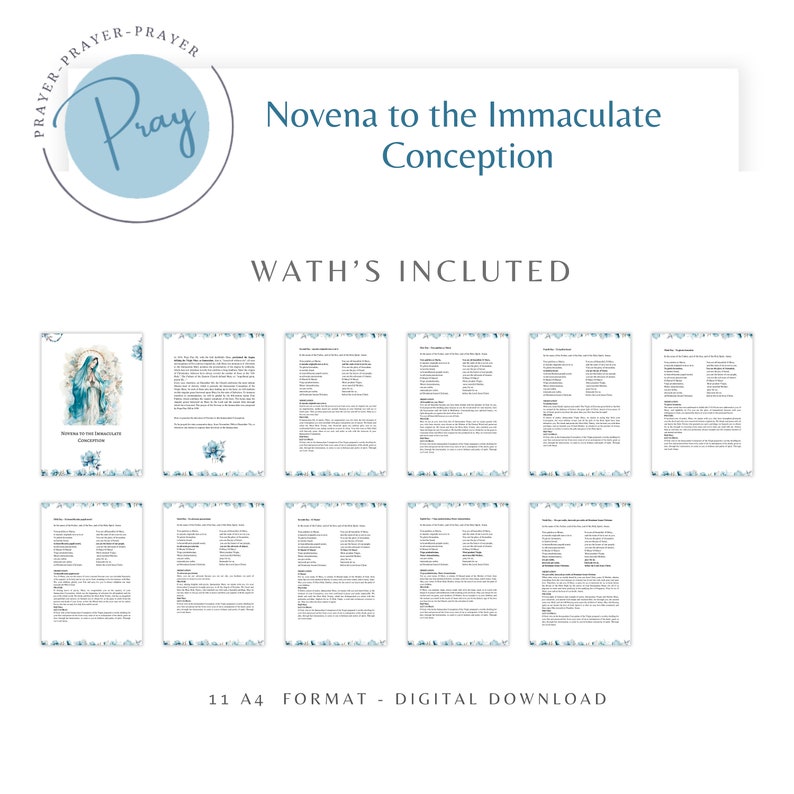 Prayer of Novena Novena to the Immaculate Conception,digital Prayer to ...
