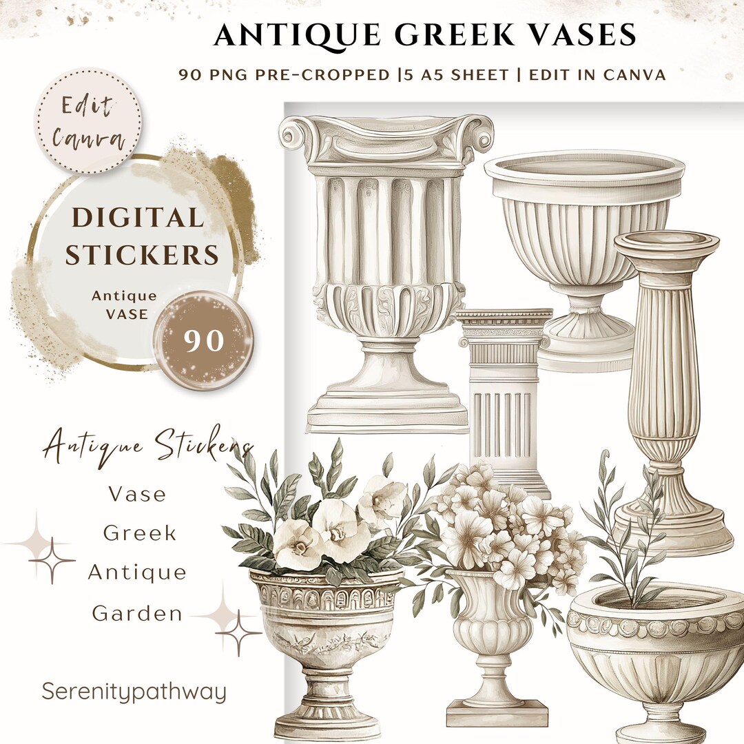 90 Greek Vase Stickers Sheets|antique Vases Digital Stickers|roman ...