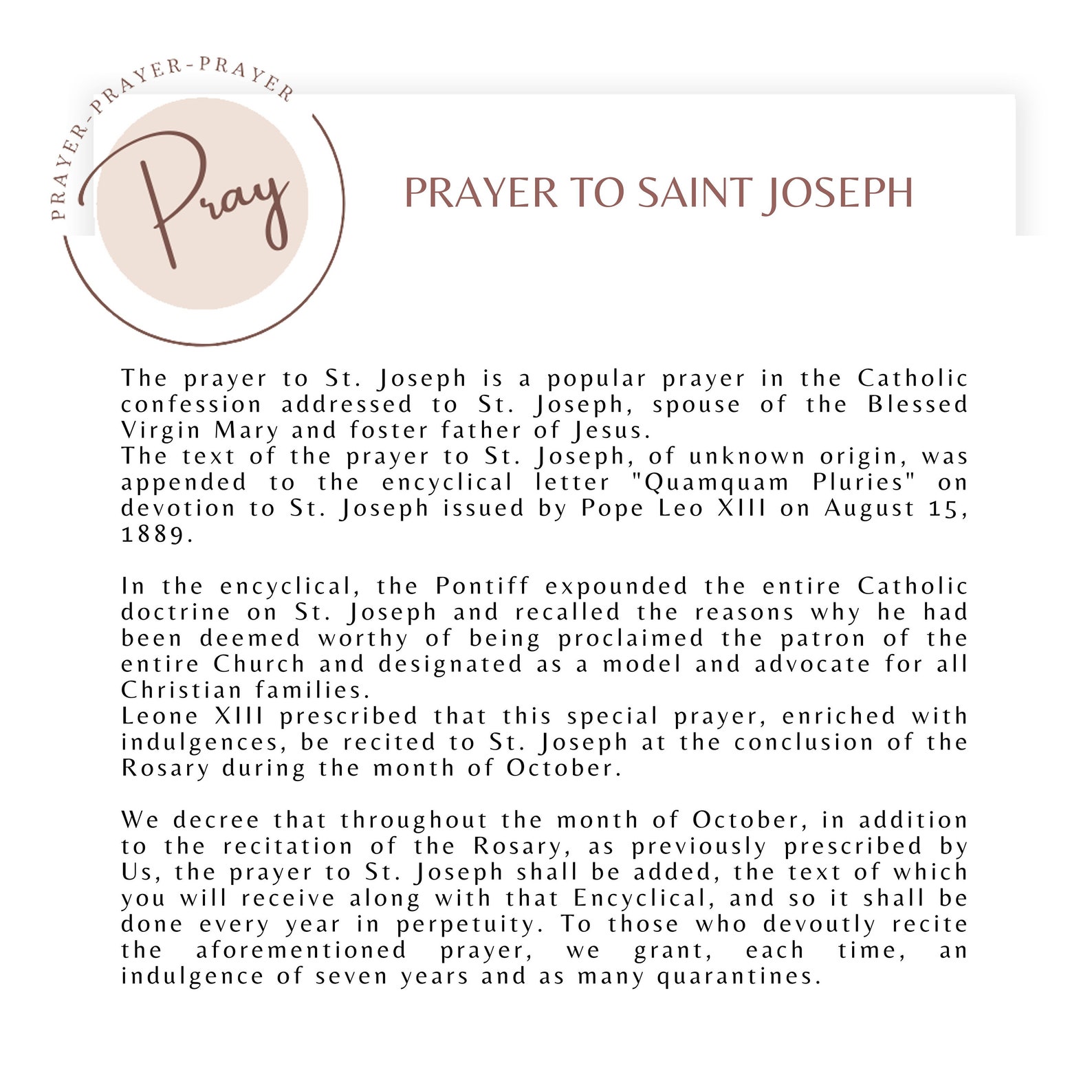 Prayer to Saint Joseph ,digital Prayer to Obtain Grace From God ...