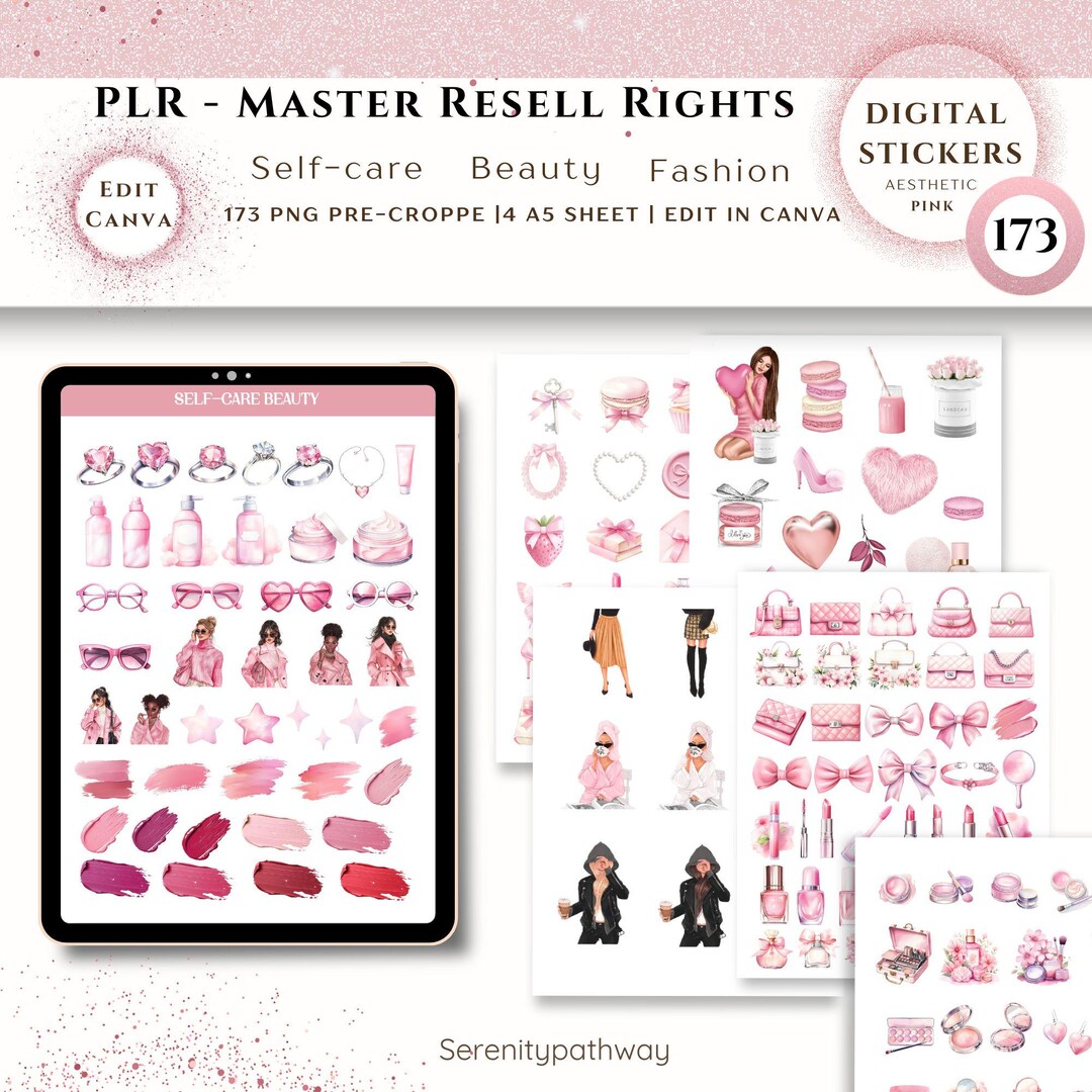 PLR MRR Digital Stickers, 173 Aesthetic Digital Sticker Sheets|canva ...