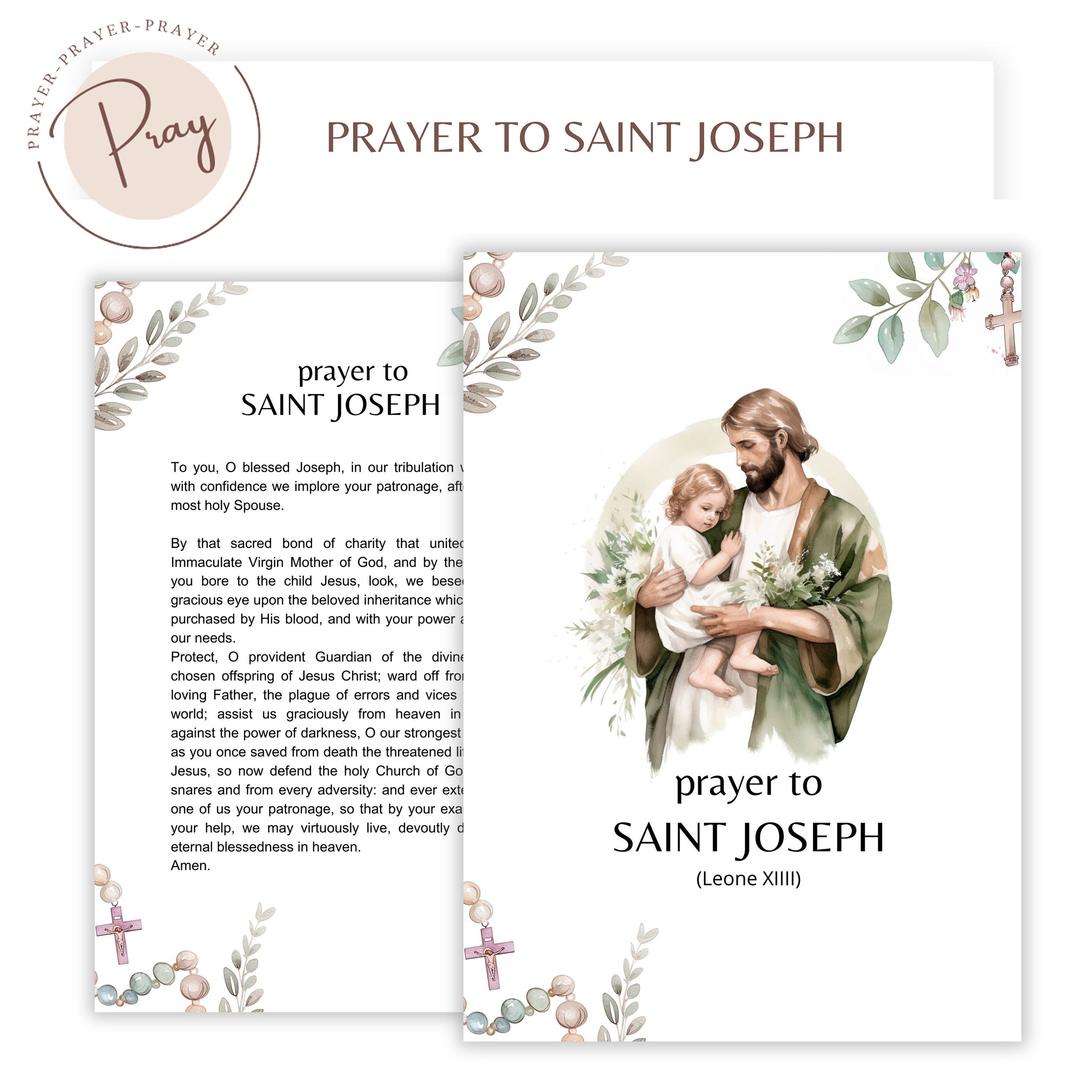 Prayer to Saint Joseph ,digital Prayer to Obtain Grace From God ...