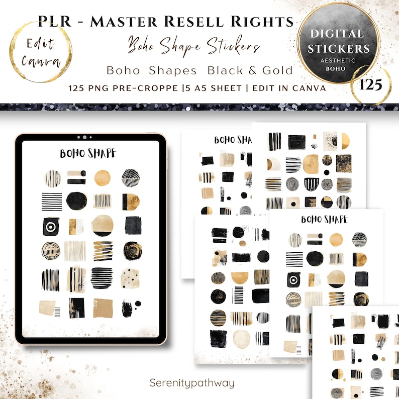 PLR Digital Stickers,125 Boho Aesthetic Sticker Sheets|ipad Stickers ...