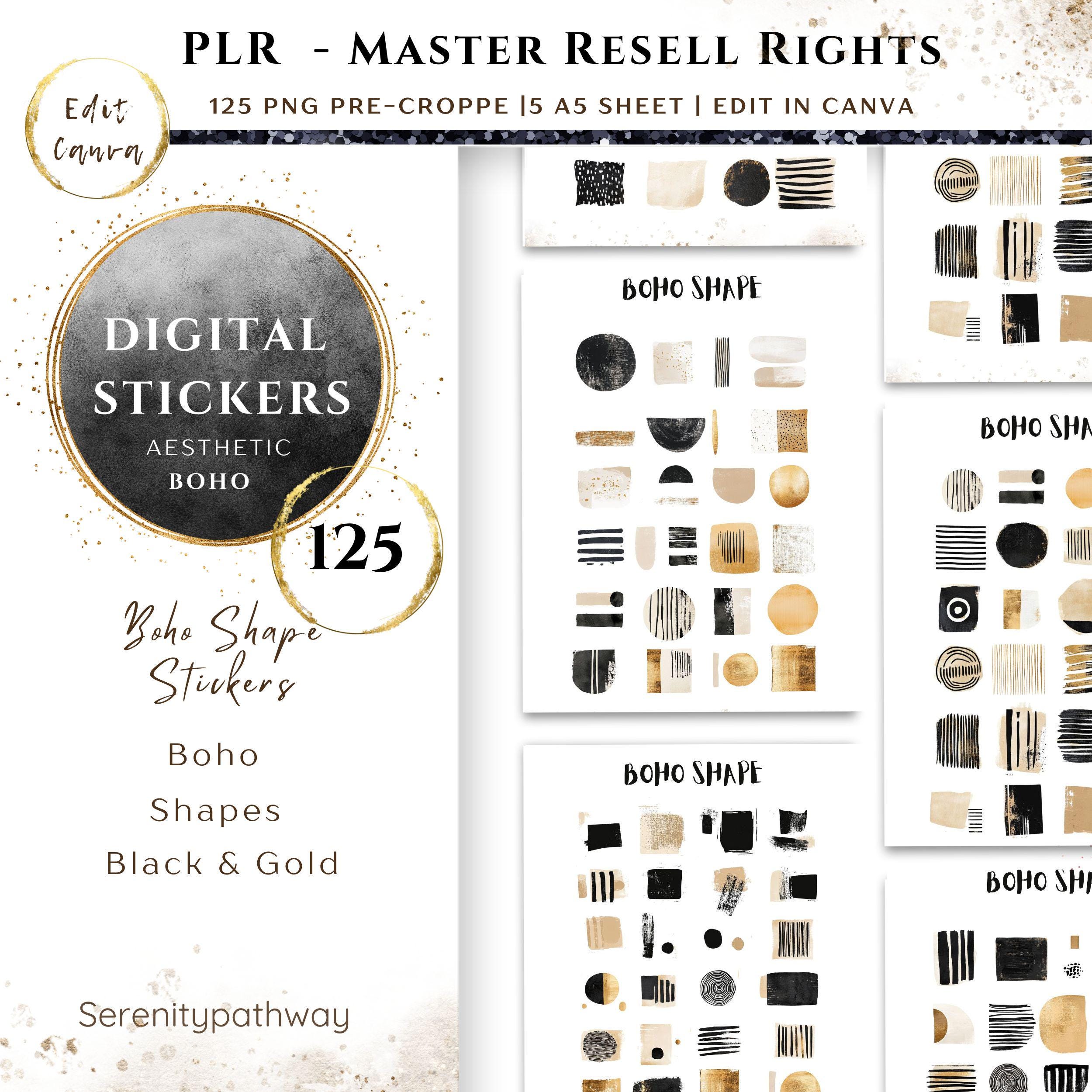 PLR Digital Stickers,125 Boho Aesthetic Sticker Sheets|ipad Stickers ...