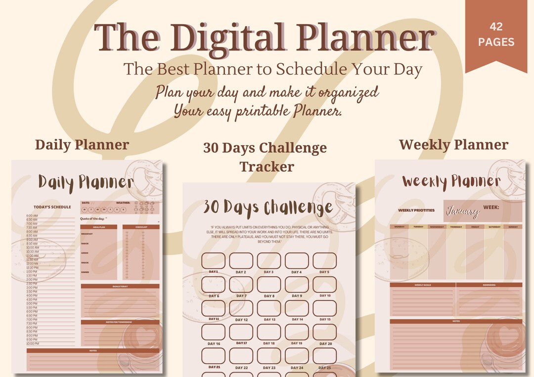 Coffee Theme Printable Digital Planner All-in-one Printable Planner ...