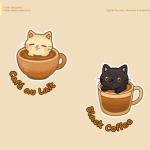 Kawaii Cat Café Clipart Set – 6 PNG Files – Cute Cat Cafe Clip Art ...