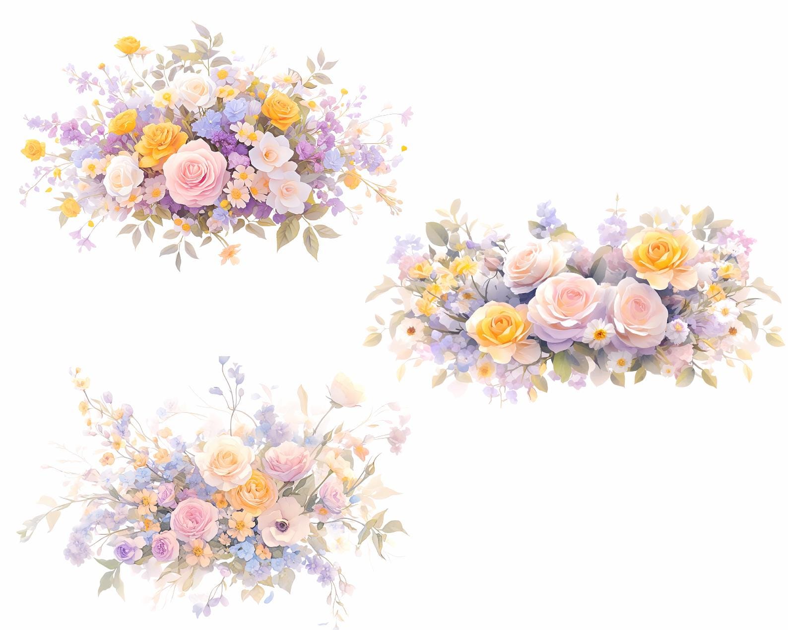 Pastel Spring Bouquet Clipart Wedding Clipart Floral Art Instant ...