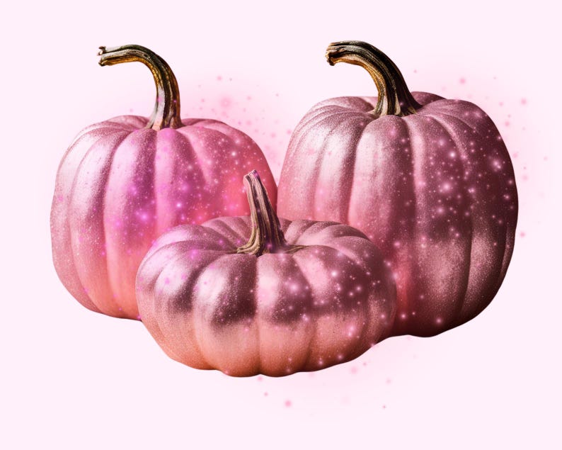 Pink Glitter Glam Pumpkin Clipart, Pink and Gold Pumpkin, Sparkling ...