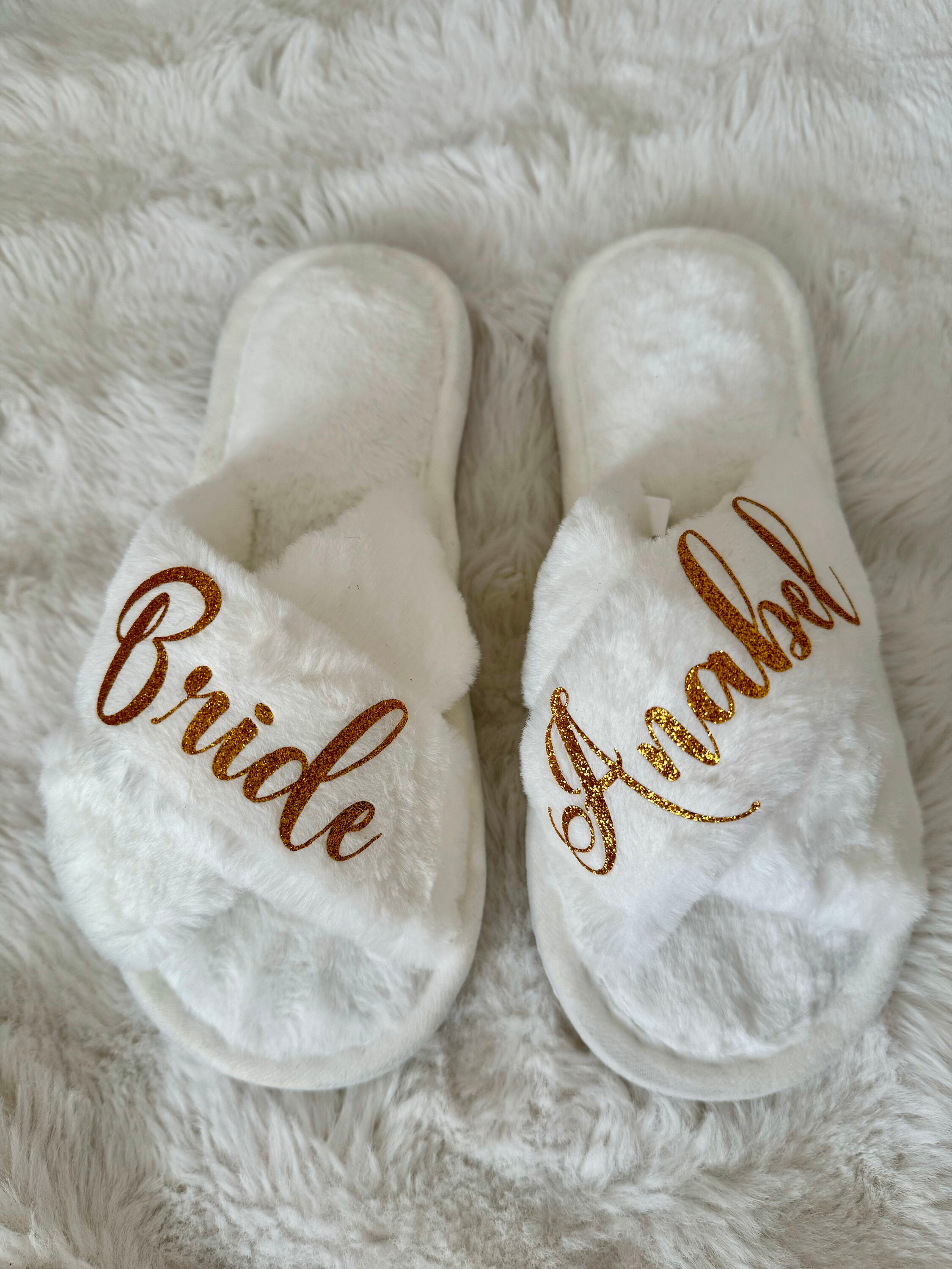 Personalized Bridesmaid Slippers Set Gift Birthday Custom Fluffy ...