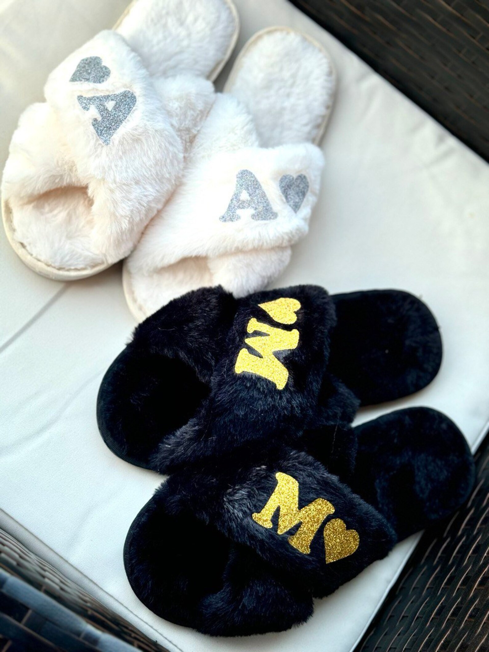 Personalized Bridesmaid Slippers Set Gift Birthday Custom Fluffy ...
