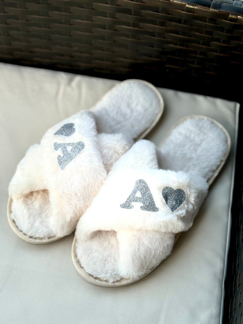 Personalized Bridesmaid Slippers Set Gift Birthday Custom Fluffy ...
