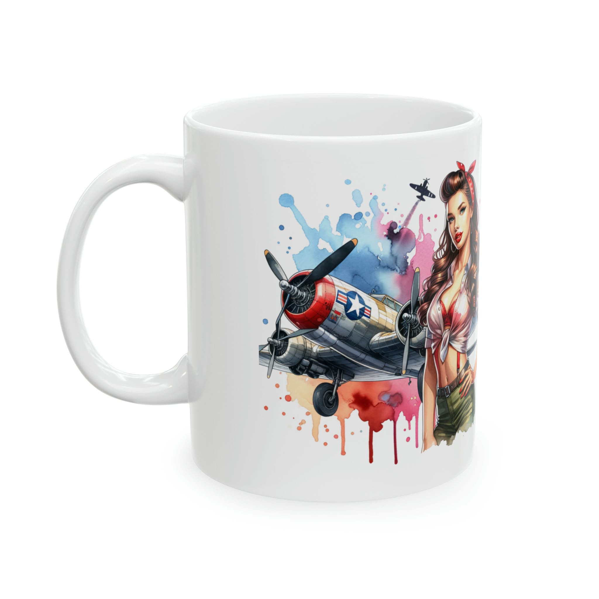 Vintage Pinup Art Mug, WWII Bomber Girl, Retro Aircraft Coffee Cup ...