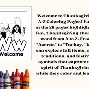 Thanksgiving A-Z Coloring Pages: Printable Alphabet Activity (digital ...