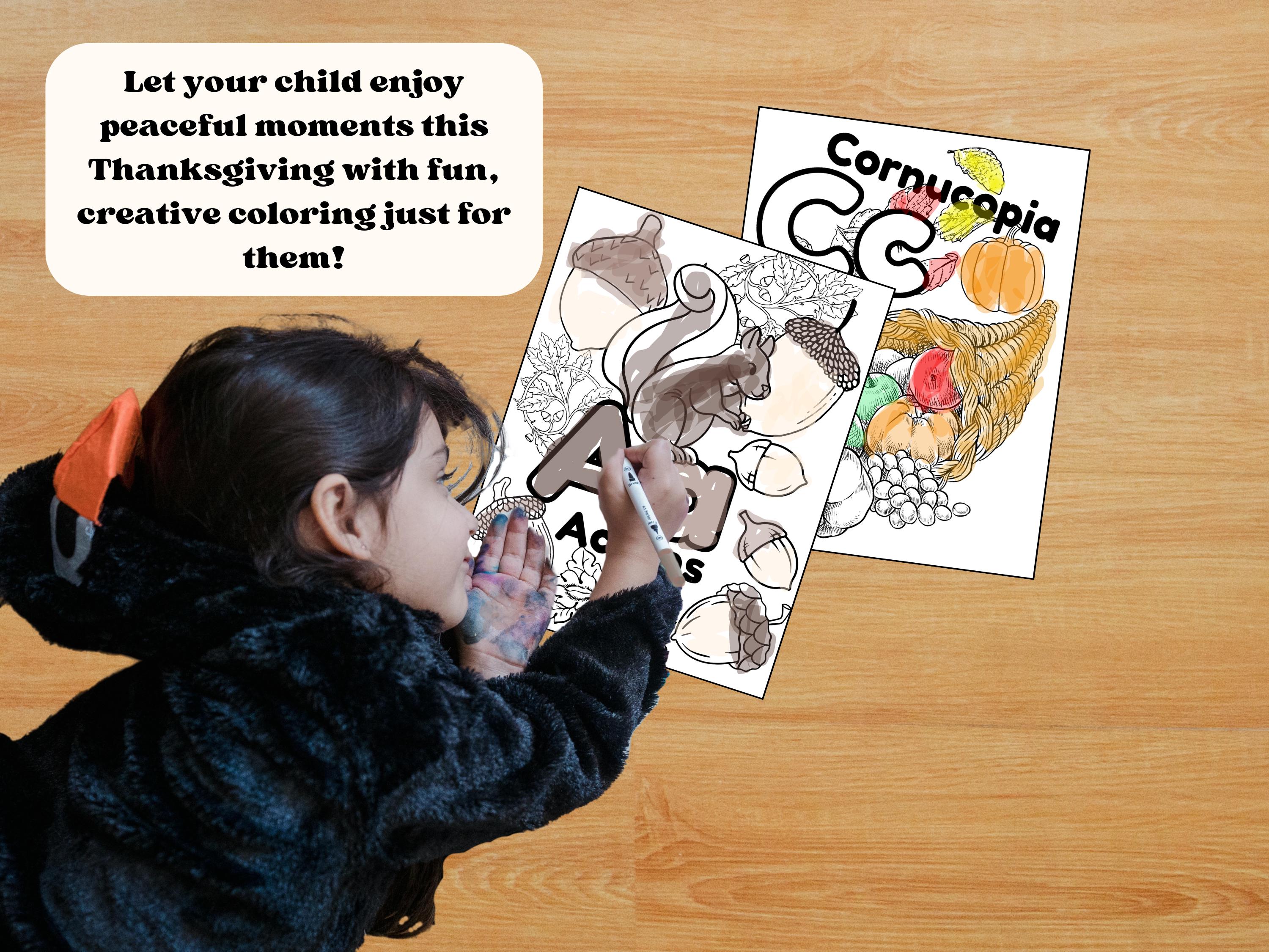 Thanksgiving A-Z Coloring Pages: Printable Alphabet Activity (digital ...