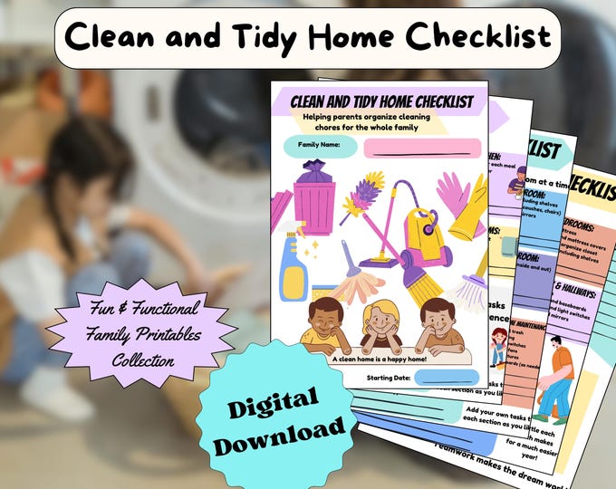Clean and Tidy Home Checklist Bundle, Editable Cleaning Schedule ...