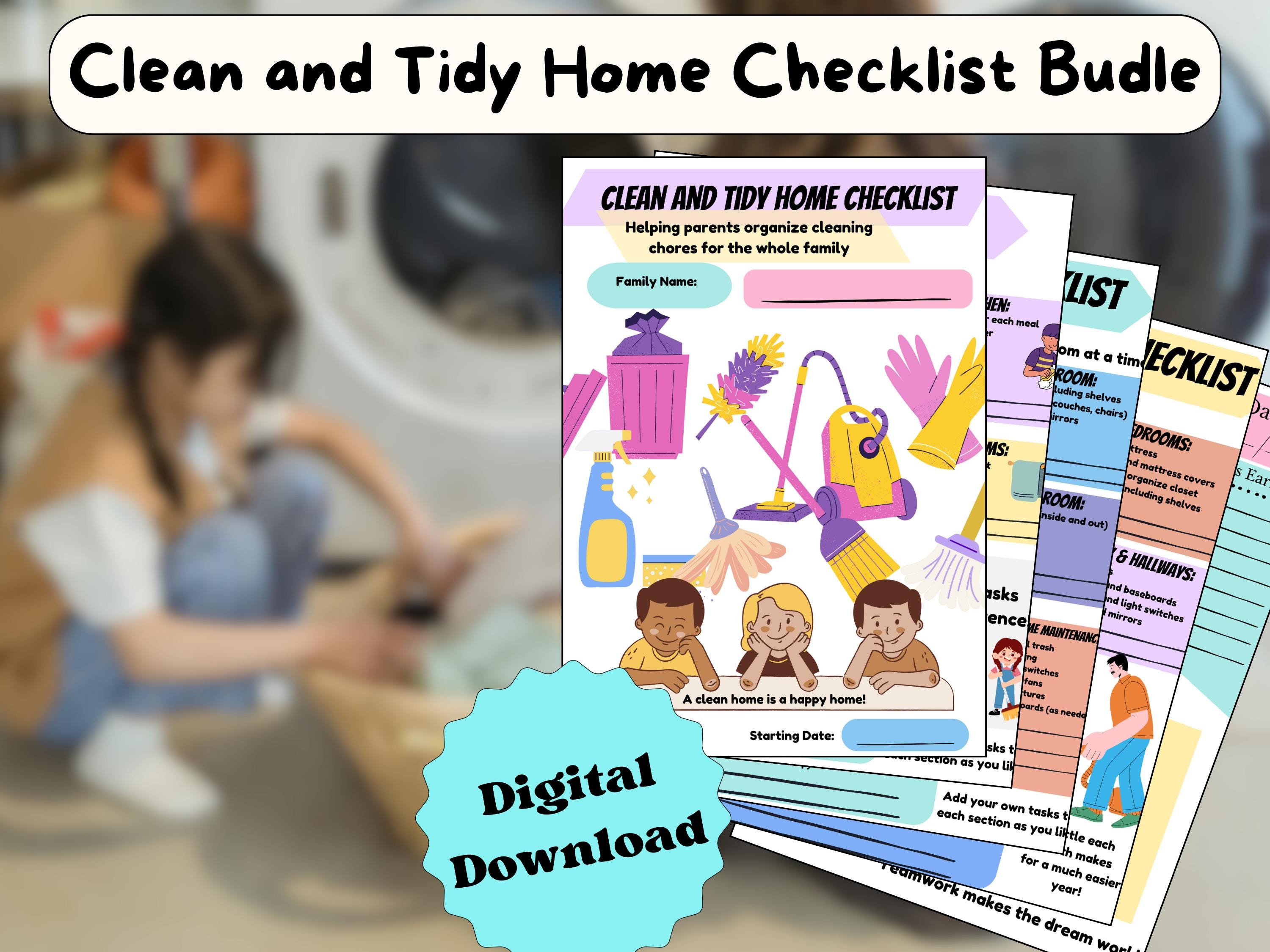 Clean and Tidy Home Checklist Bundle, Editable Cleaning Schedule ...