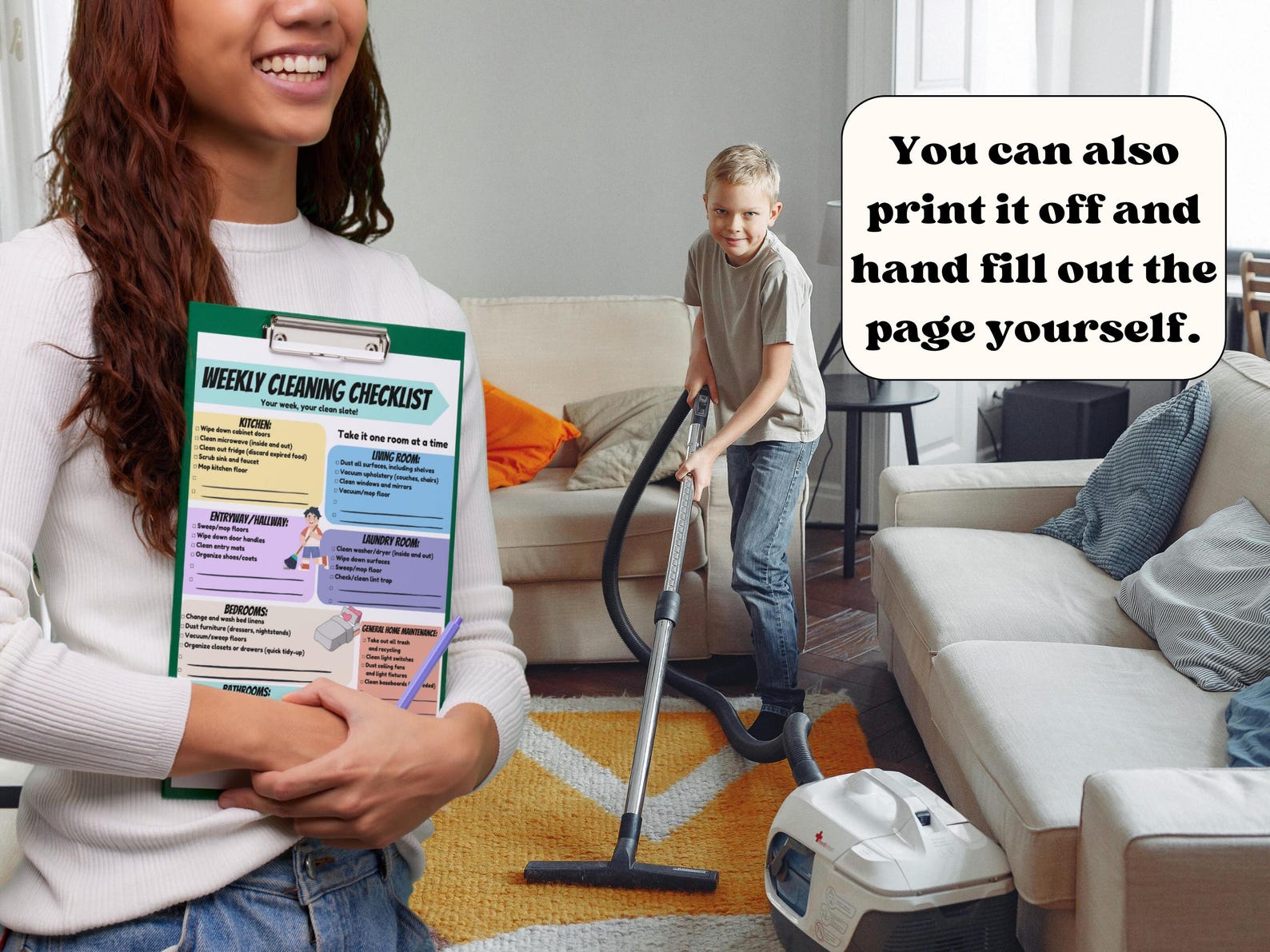 Clean and Tidy Home Checklist Bundle, Editable Cleaning Schedule ...