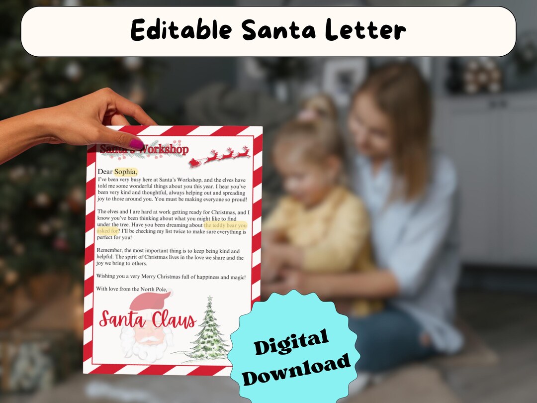 Personalized Santa Letter Template, Vintage Christmas (digital Download ...