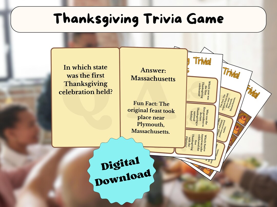 Thanksgiving Trivia Game, Digital Download, Printable Family Game ...