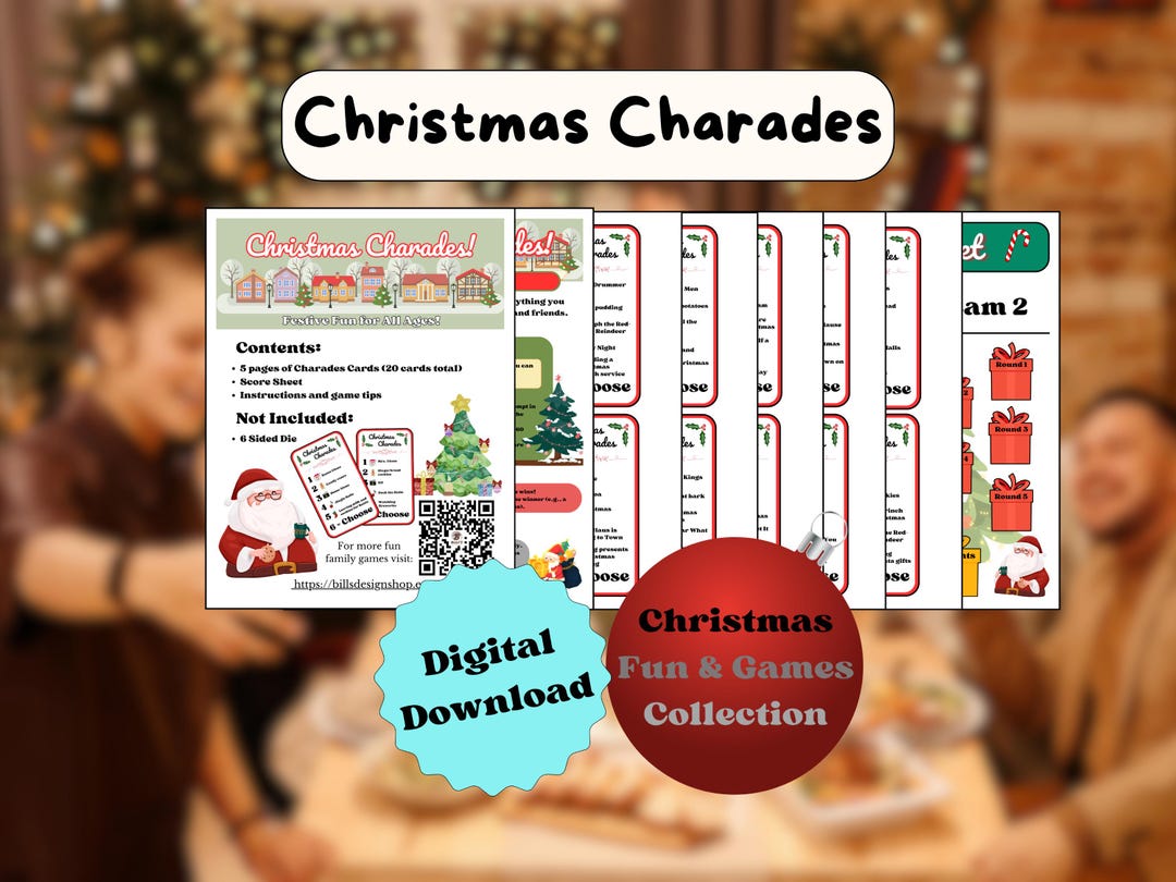 Christmas Charades Game, Printable Holiday Party Game, Family and ...