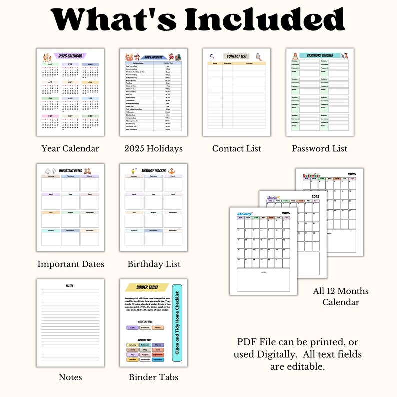 Family Home Planner 2025, Printable & Editable Digital Planner, Monthly ...