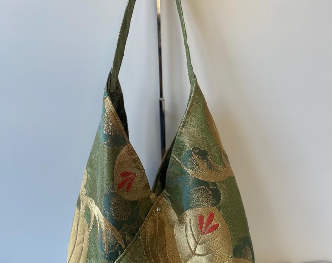Shoulder Bag,azuma Bag,japanese Obi,obi,kimono,silk,gold,green - Etsy